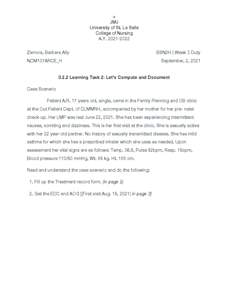 Learning Task 2 - Let's Compute and Document | PDF | Patient | Medical ...