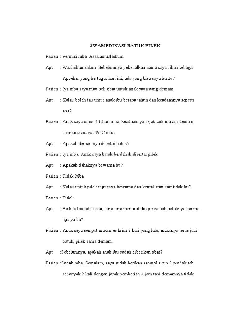Swamedikasi Batuk Pilek | PDF