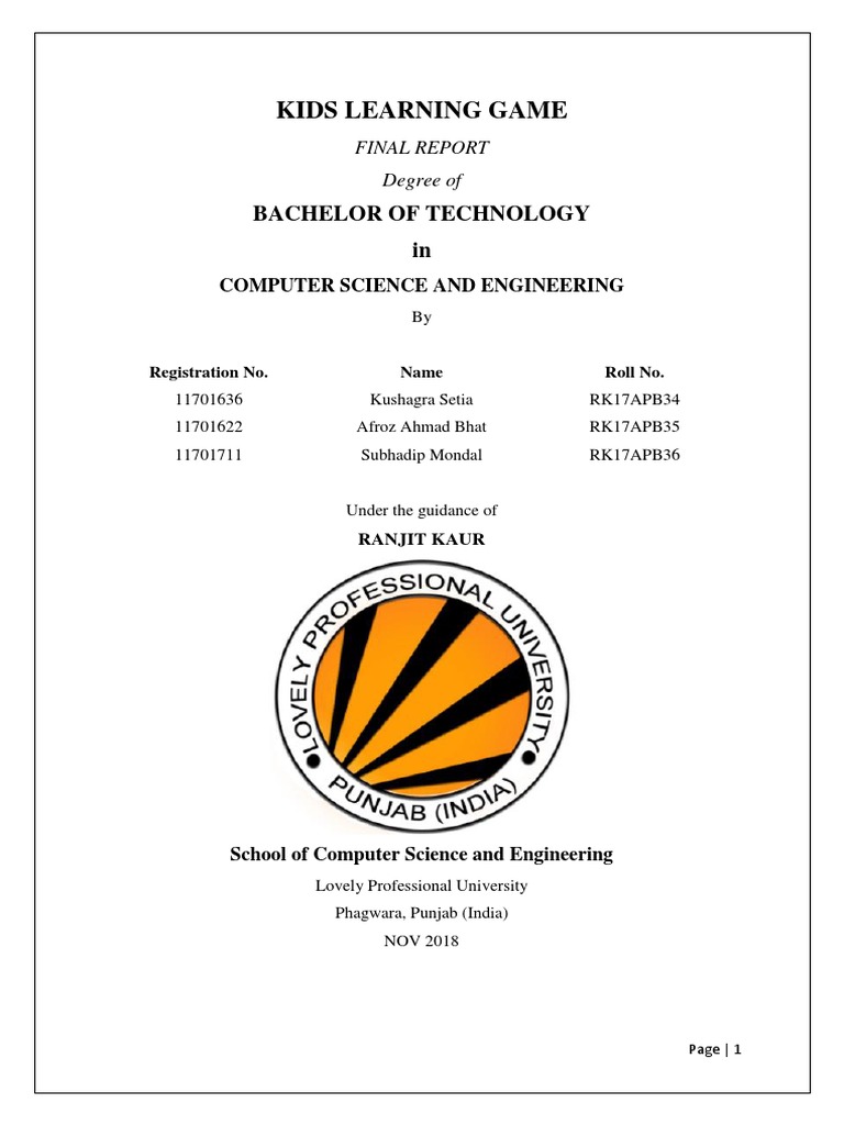 Kids Learning Game Report | PDF | Graphical User Interfaces | Scripting ...