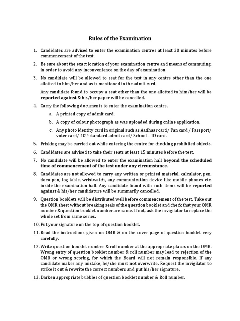 Rules of Examination | PDF