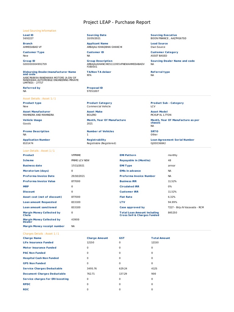 LEAP Project: Commercial Vehicle Loan Report | PDF | Money | Financial ...