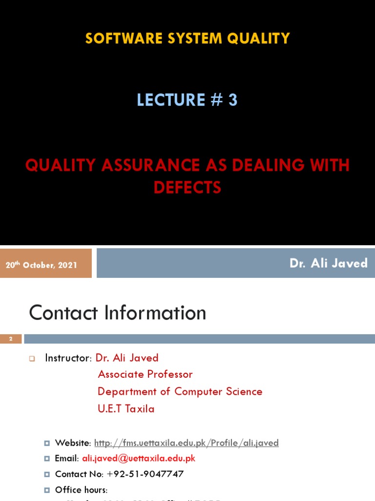 Lecture # 3: Software System Quality | PDF | Fault Tolerance | Software ...
