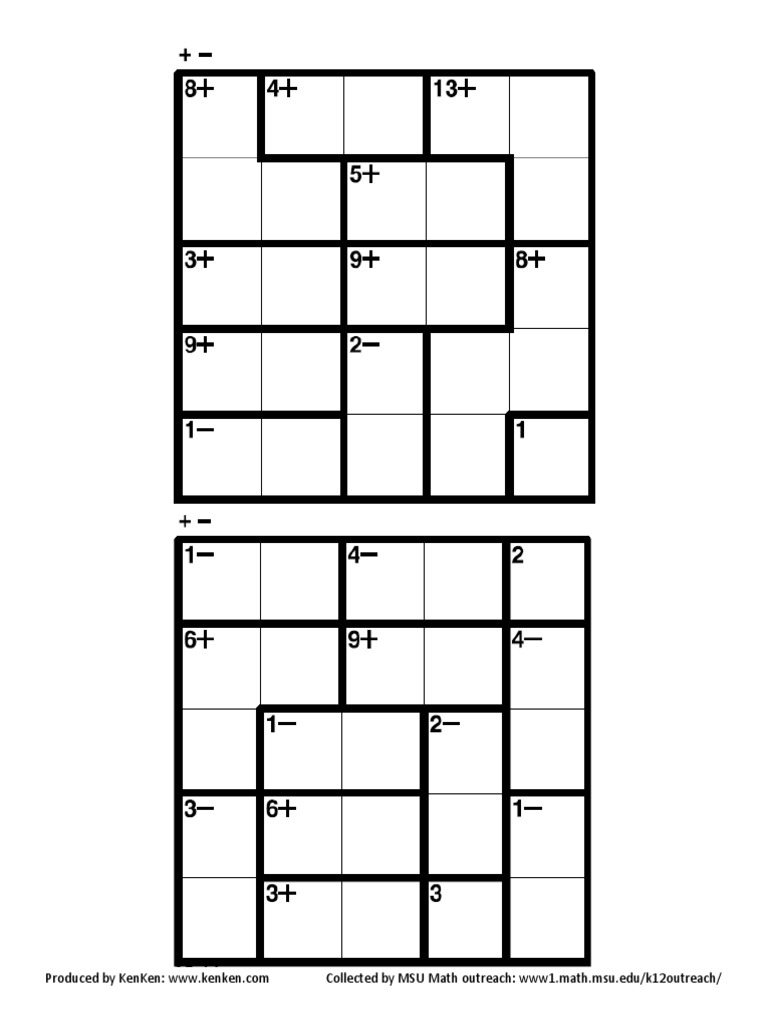 Kenken 5x5 Add Sub | PDF | Science & Mathematics