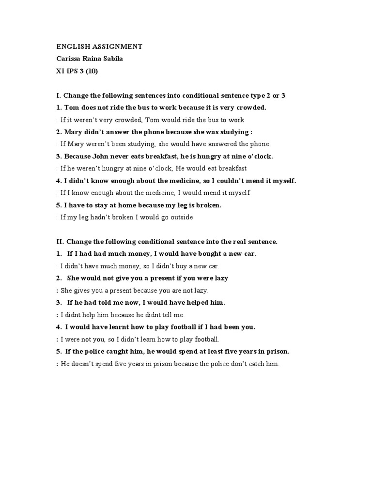 Task of Conditional Sentence | PDF