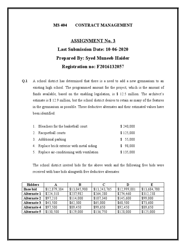 Assignment No. 3 Last Submission Date: 10-06-2020 Prepared By: Syed Muneeb Haider Registration ...