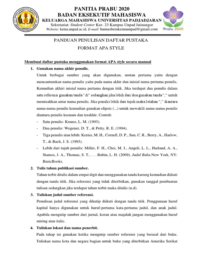 Panduan Daftar Pustaka Format APA | PDF