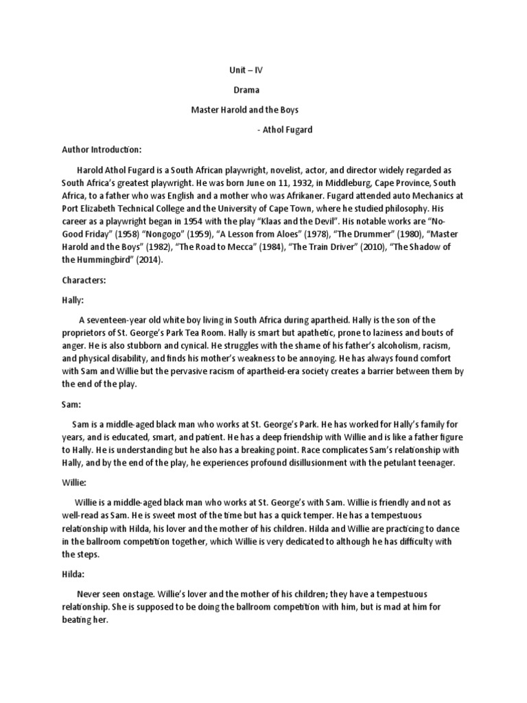 Master Harold and The Boys | PDF | Apartheid