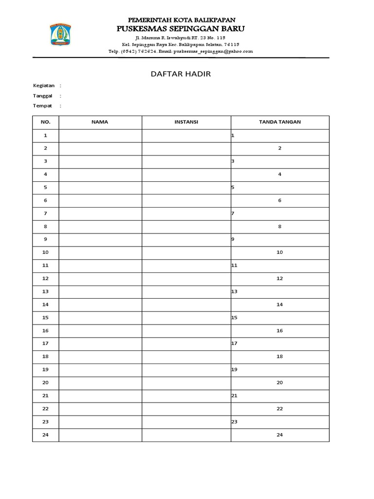 Form Daftar Hadir | PDF