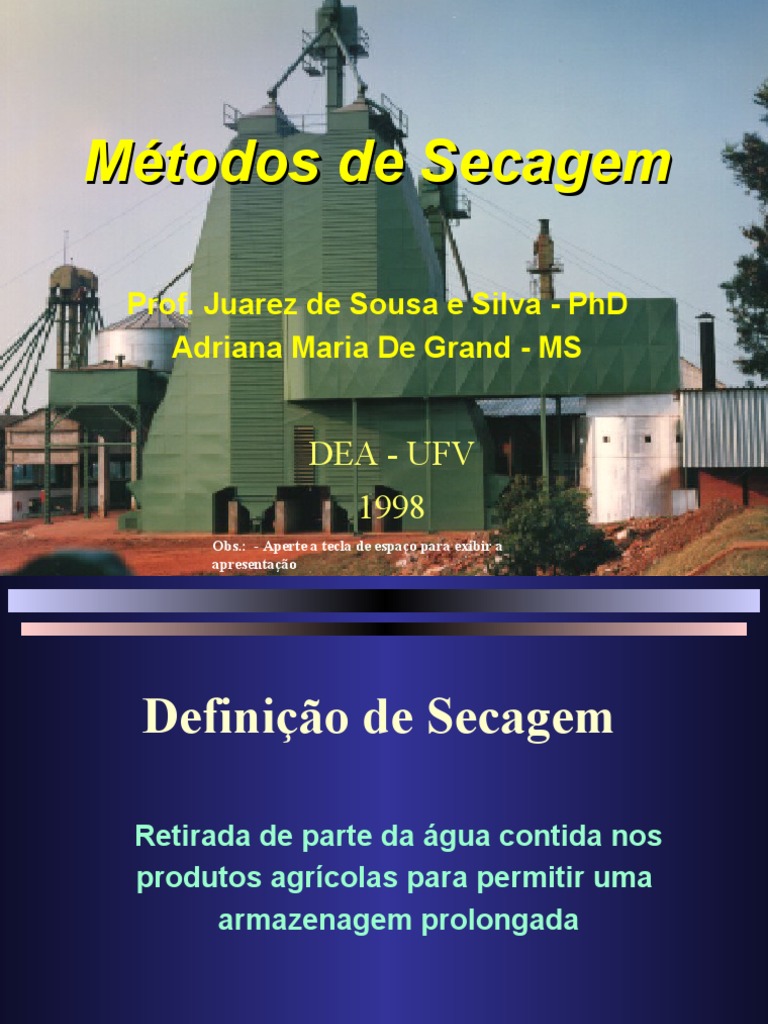 Métodos de Secagem de Produtos Agrícolas | PDF | Temperatura | Umidade
