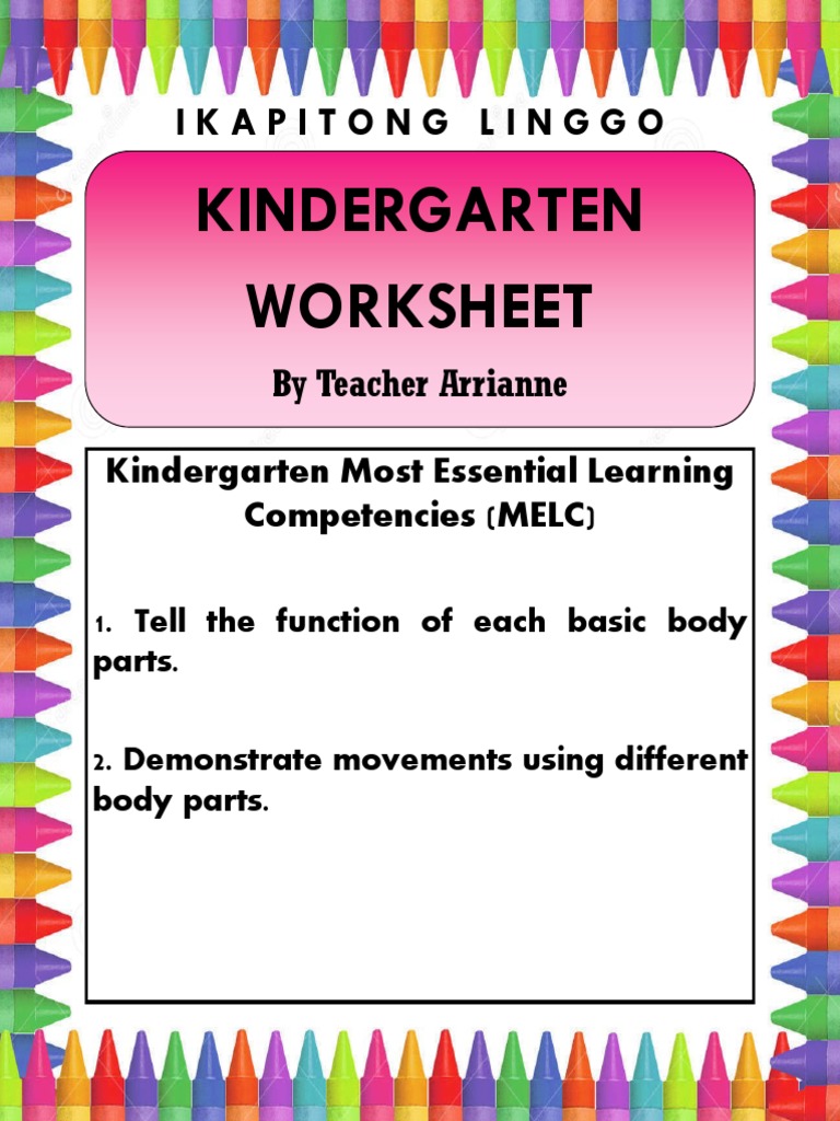 Kindergarten Worksheet Melc Week 7 | PDF