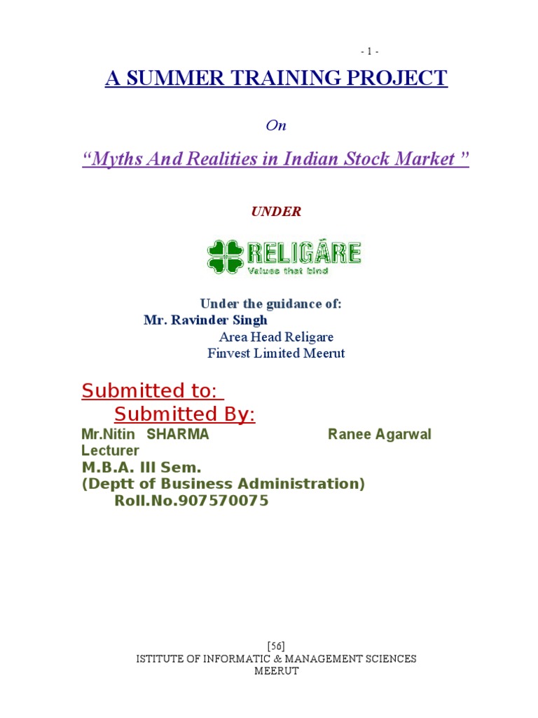 Religare Project | PDF | Finance & Money Management