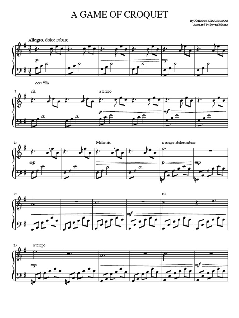 A Game of Croquet: Allegro, Dolce Rubato | PDF | Tempo | Notation