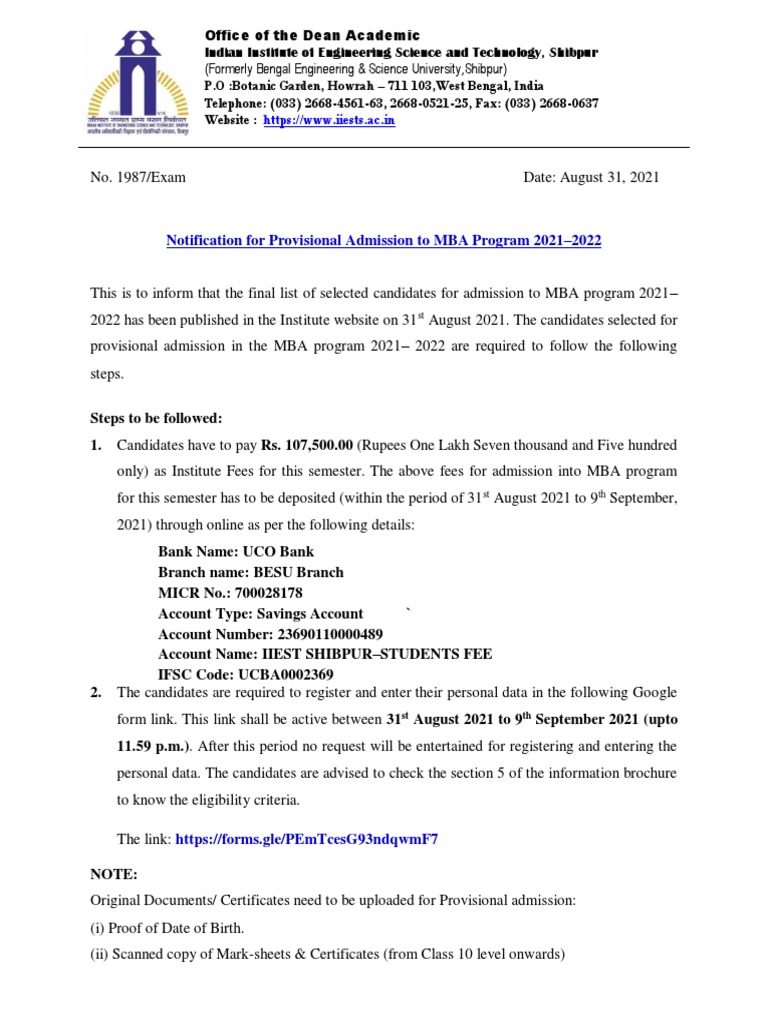 Final List MBA Candidates 2021-2022 | PDF