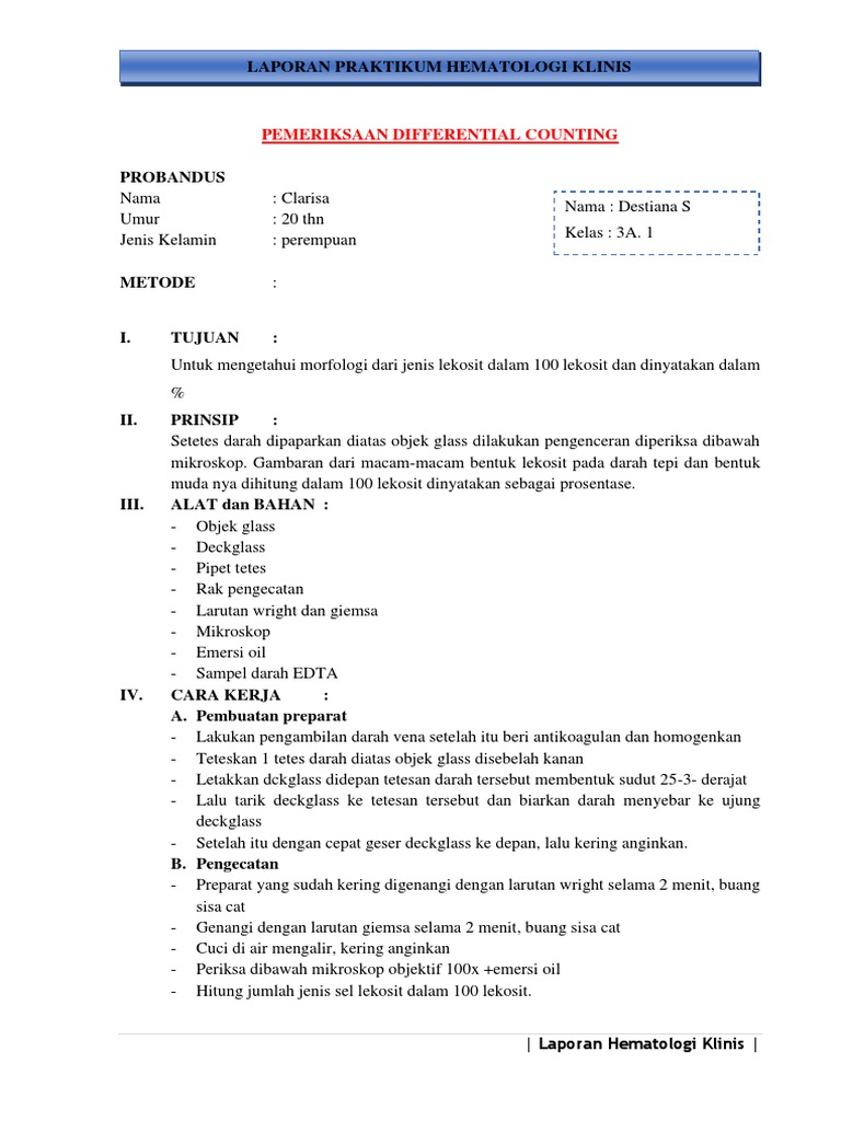 Pemeriksaan Differential Count Leukosit | PDF | Pengembangan Diri ...