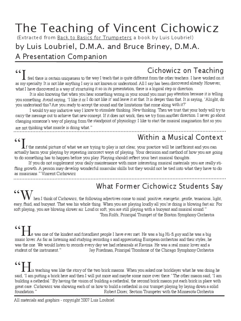 Cichowitz - Masterclass | PDF | Orchestras | Trumpet