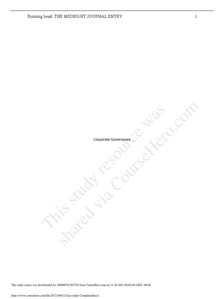This Study Resource Was: Running Head: The Midnight Journal Entry 1 ...