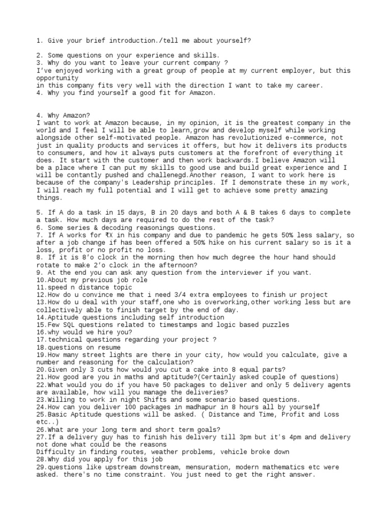 Amazon Interview Preparation Guide | PDF | Business