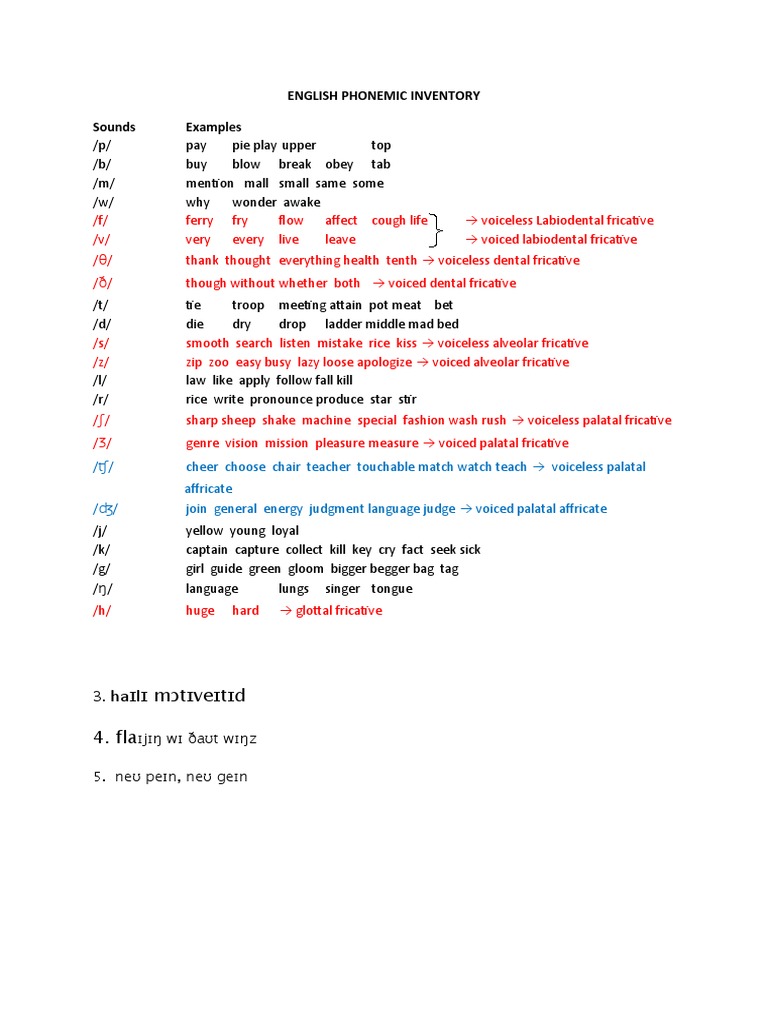 English Phonemic Inventory | PDF