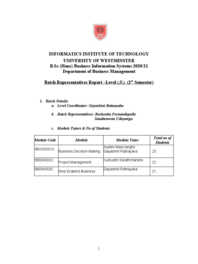 Batch Representative Report Second Sem | PDF | Educational Technology ...