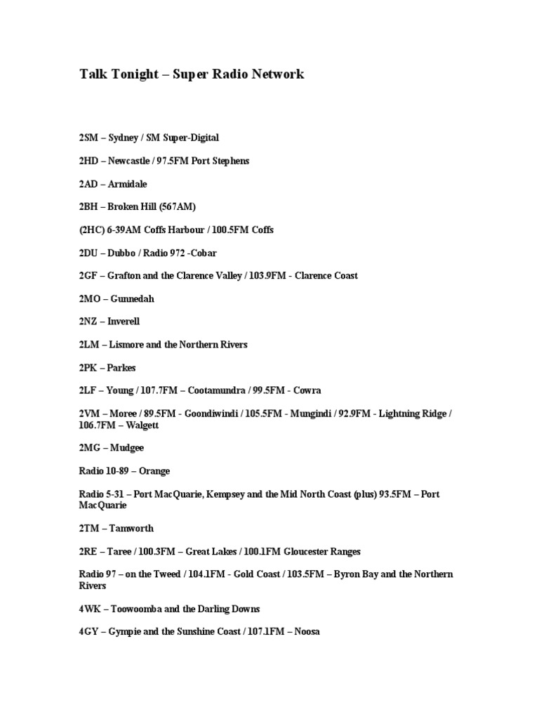Talk Tonight - Stations | PDF