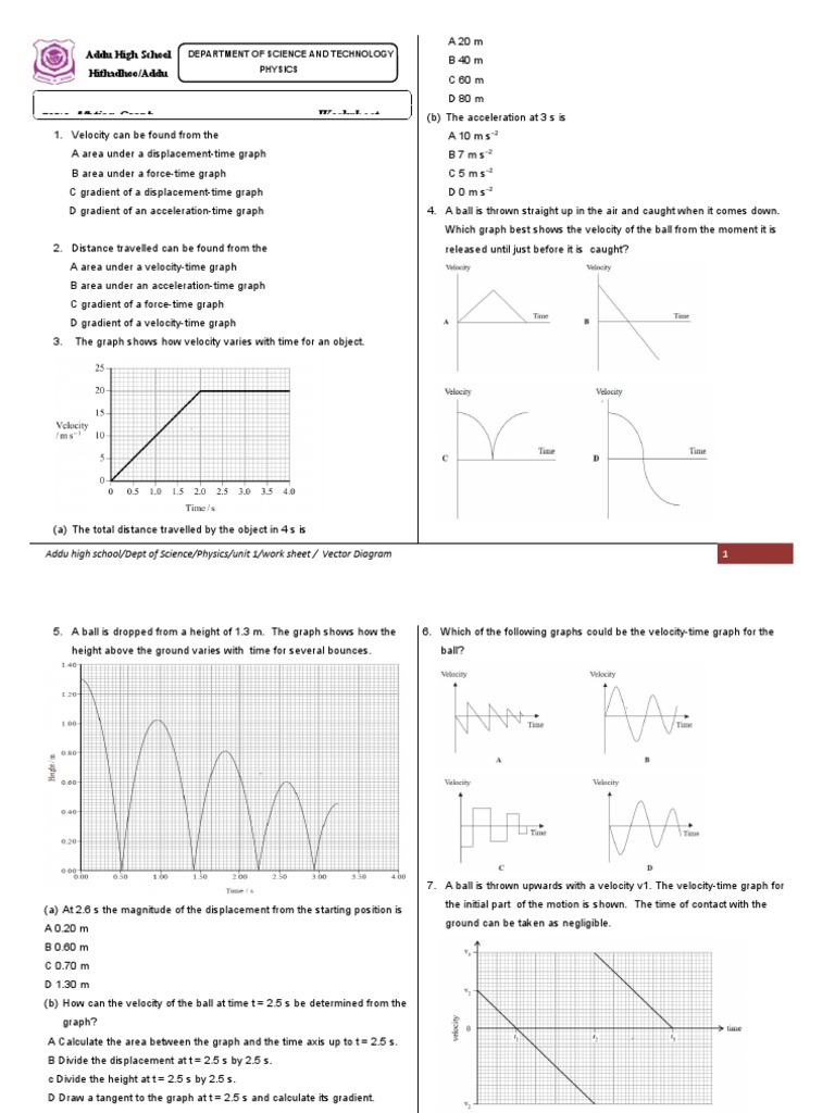 Worksheet: Motion Graph | PDF | Velocity | Acceleration