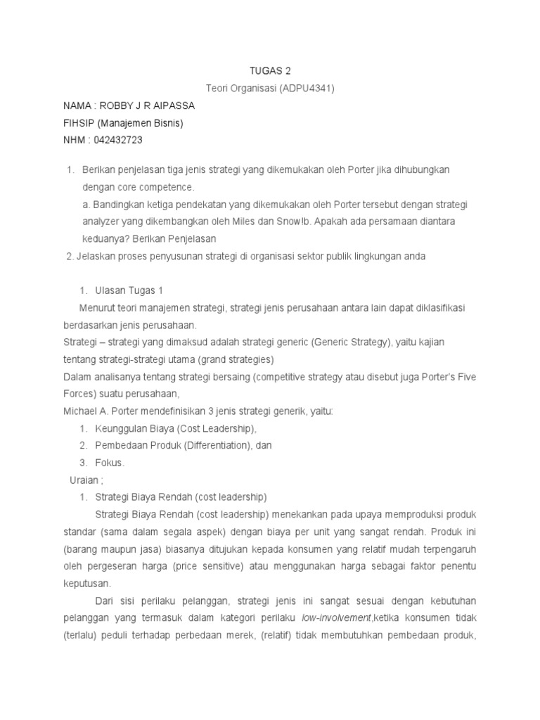 Diskusi 2 Teori Organisasi (ADPU4341) | PDF