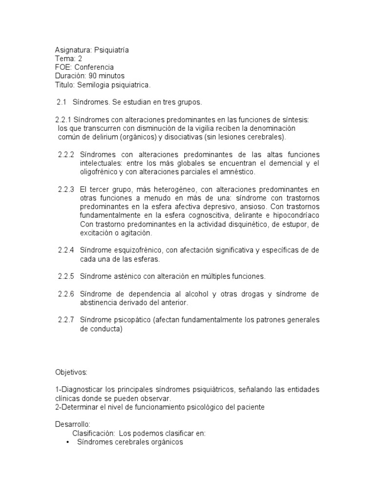 Sindromes Psiquiatricos | PDF | Depresión (estado de ánimo) | Manía