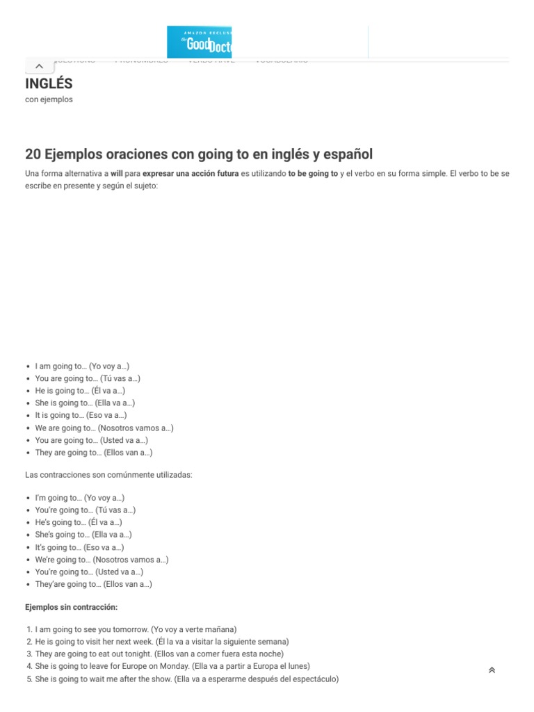 50 Ejemplos De Oraciones Con Going To – SCCV