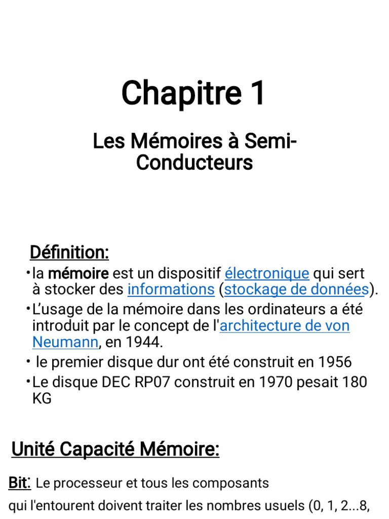 Comprendre les Mémoires Informatiques | PDF | Mémoire vive | Mémoire (informatique)
