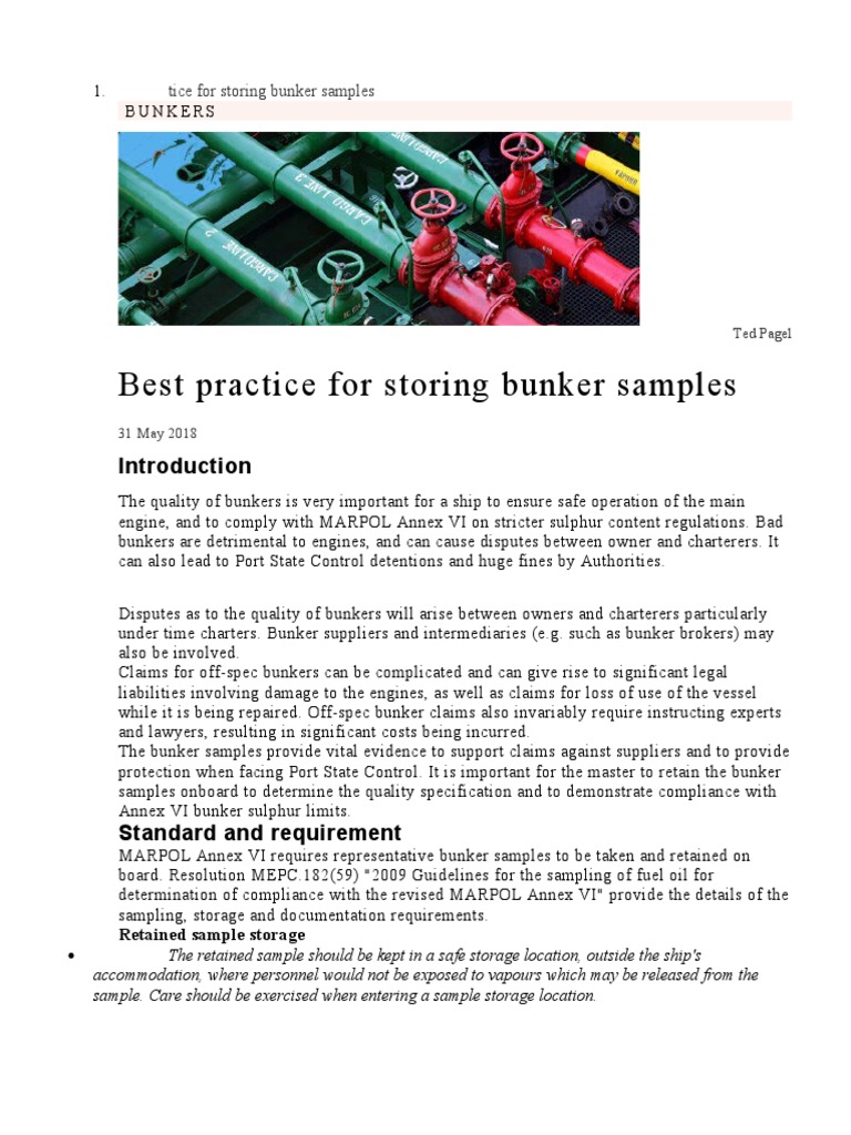 Best Practice For Storing Bunker Samples | Download Free PDF | Fuel Oil