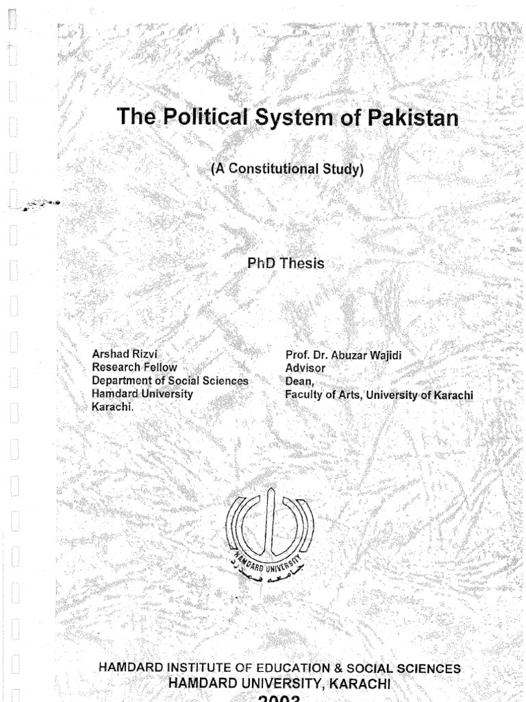 The Political System of Pakistan (A Constitutional Study) | PDF