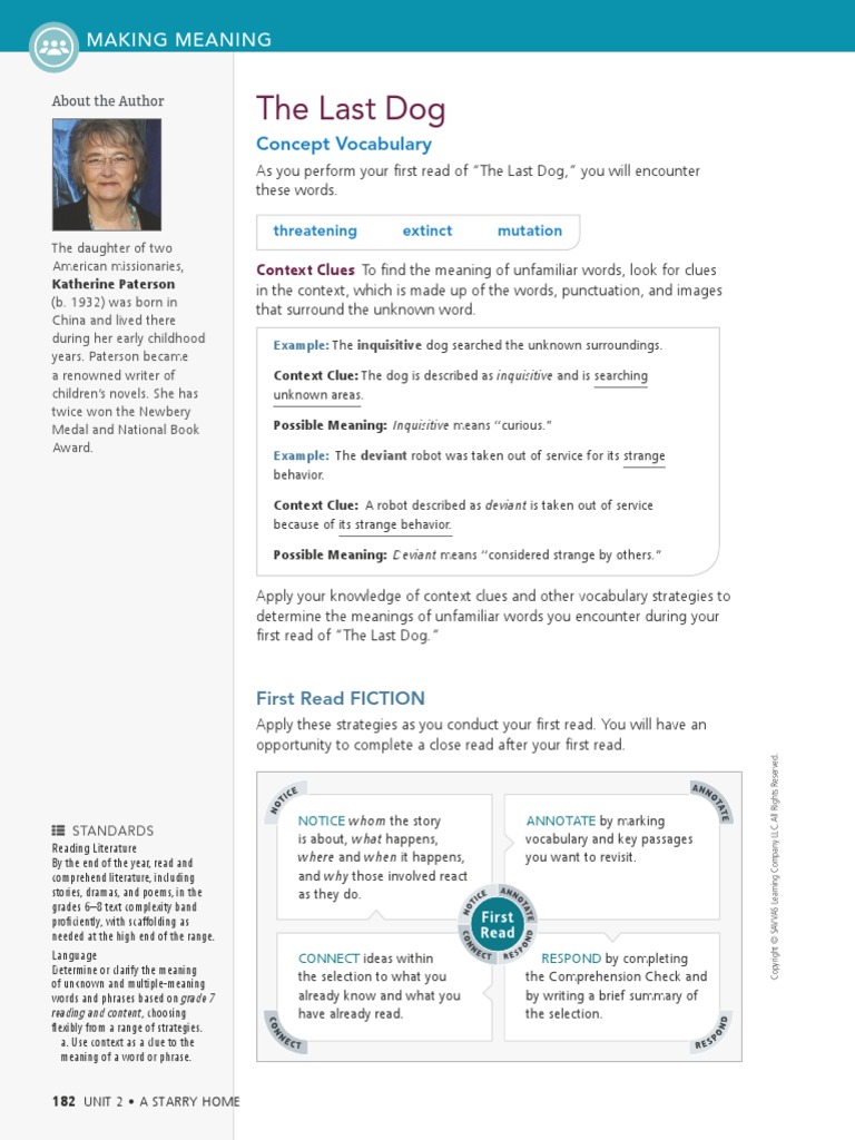 The Last Dog: Concept Vocabulary | PDF | Dogs