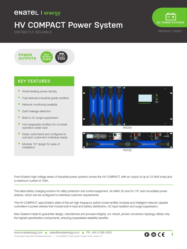 HV COMPACT Product Sheet v1.0 | PDF | Rectifier | Mains Electricity