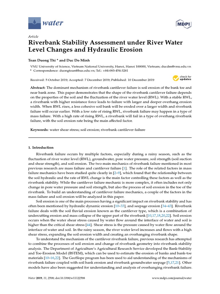 Water: Riverbank Stability Assessment Under River Water Level Changes ...