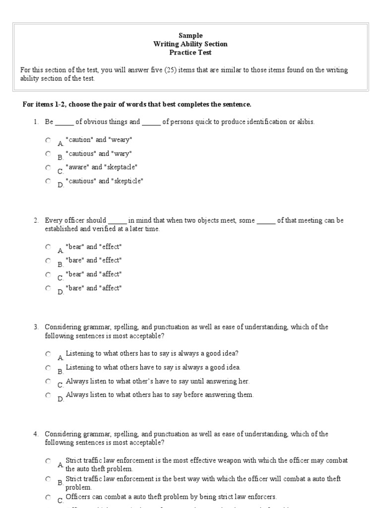 CSC Sample Exam | Theft | Prison