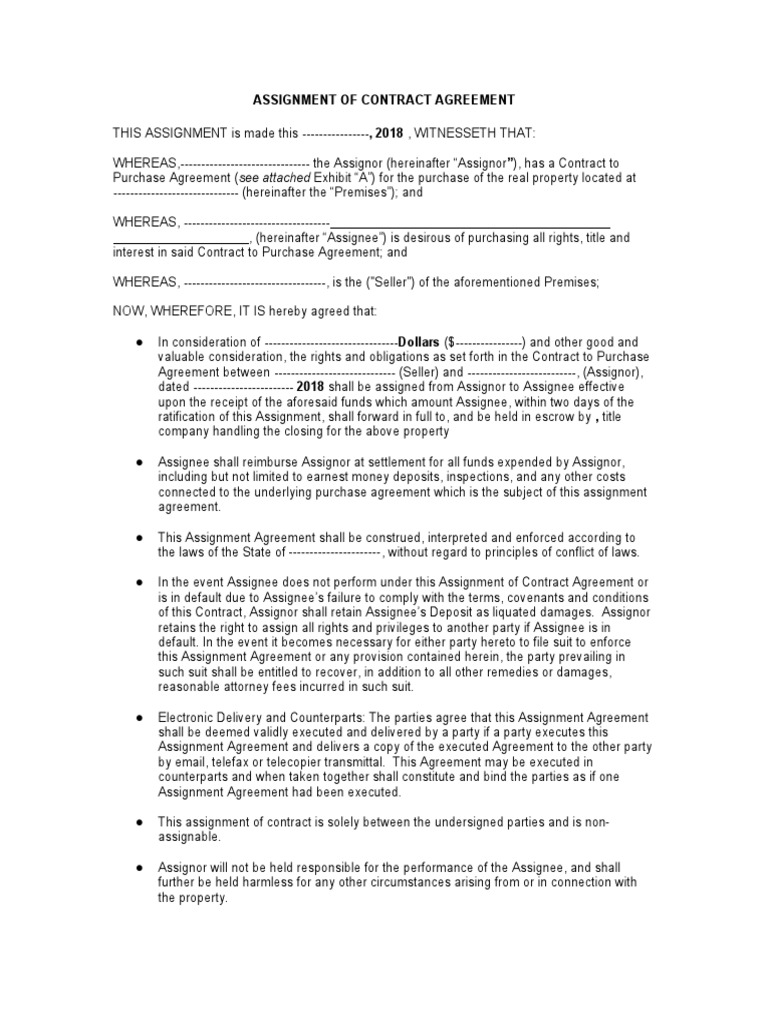 Assignment of Contract (Correct Version) | PDF | Assignment (Law ...