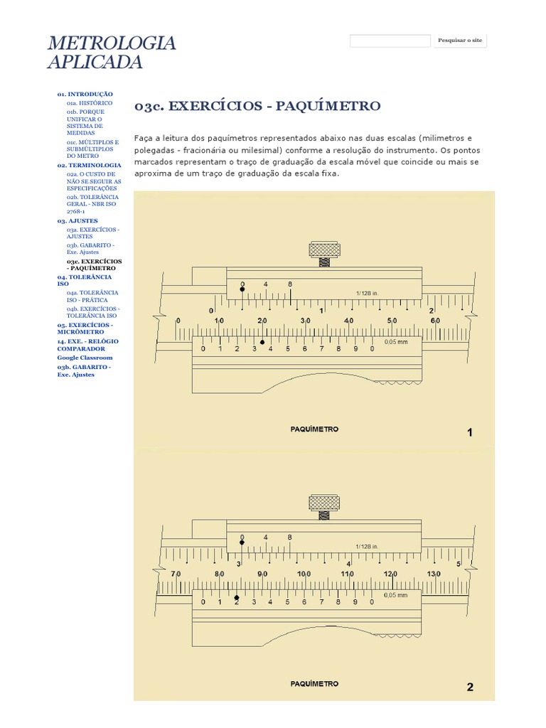 Exercícios Paquímetro | PDF