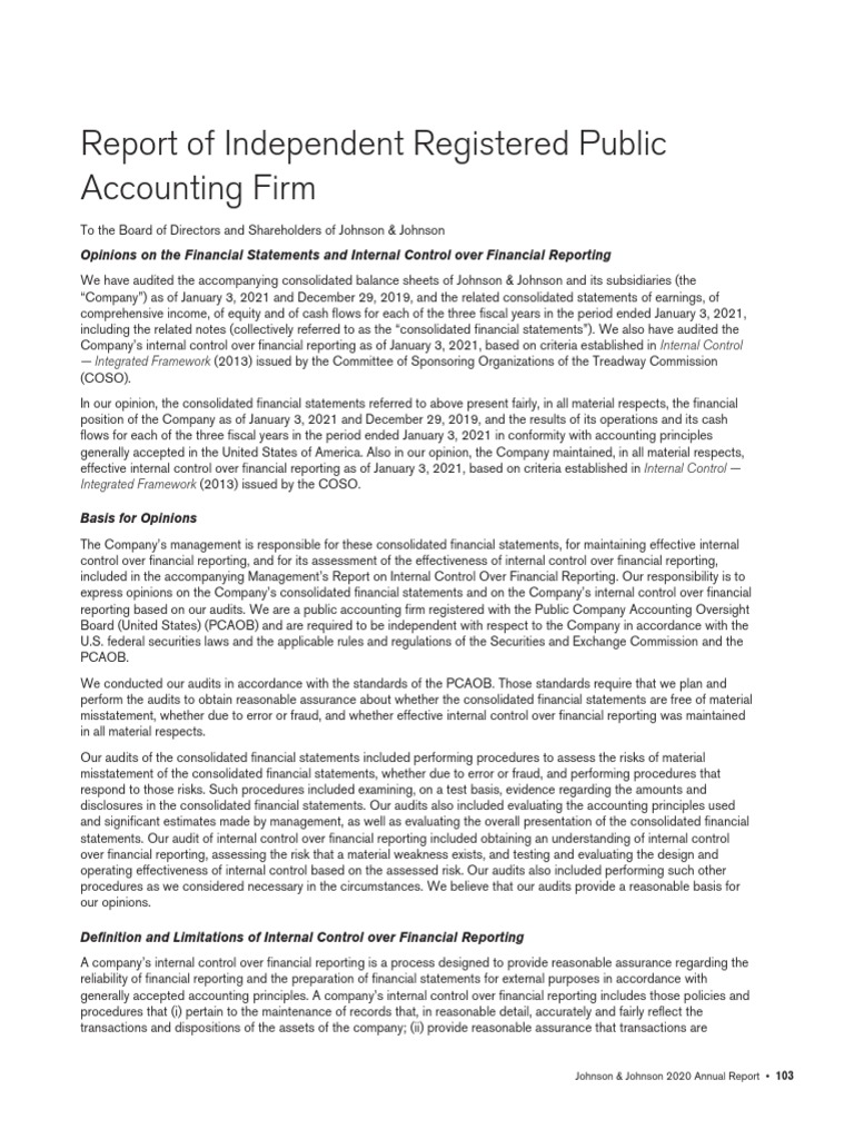 Report of Independent Registered Public Accounting Firm | PDF | Audit ...