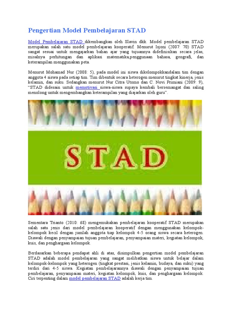 Model Pembelajaran STAD: Pengertian dan Langkah-langkah | PDF