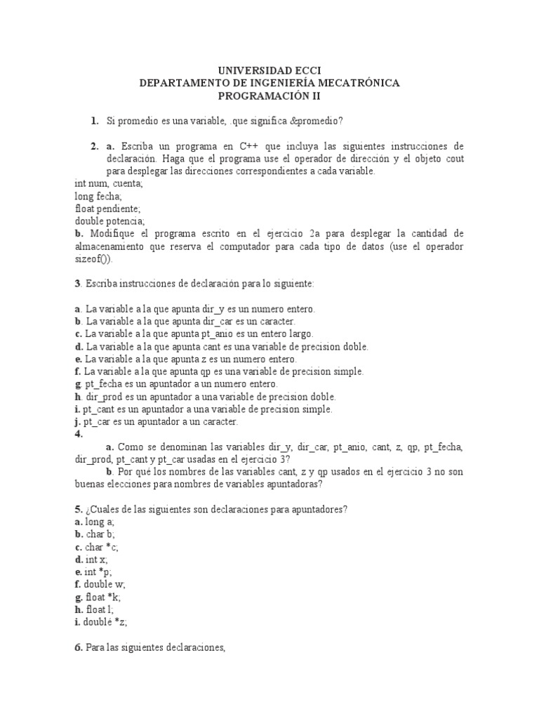 Apuntadores | PDF | C ++ | Datos de computadora