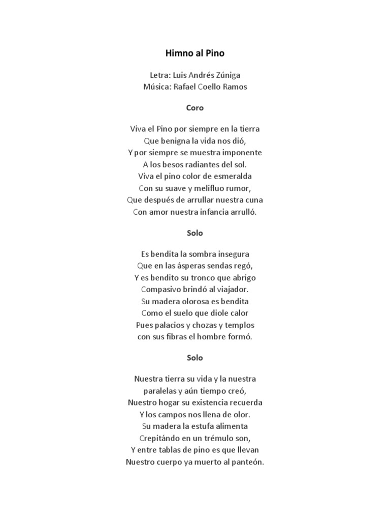 Letra Del Himno Al Pino | PDF