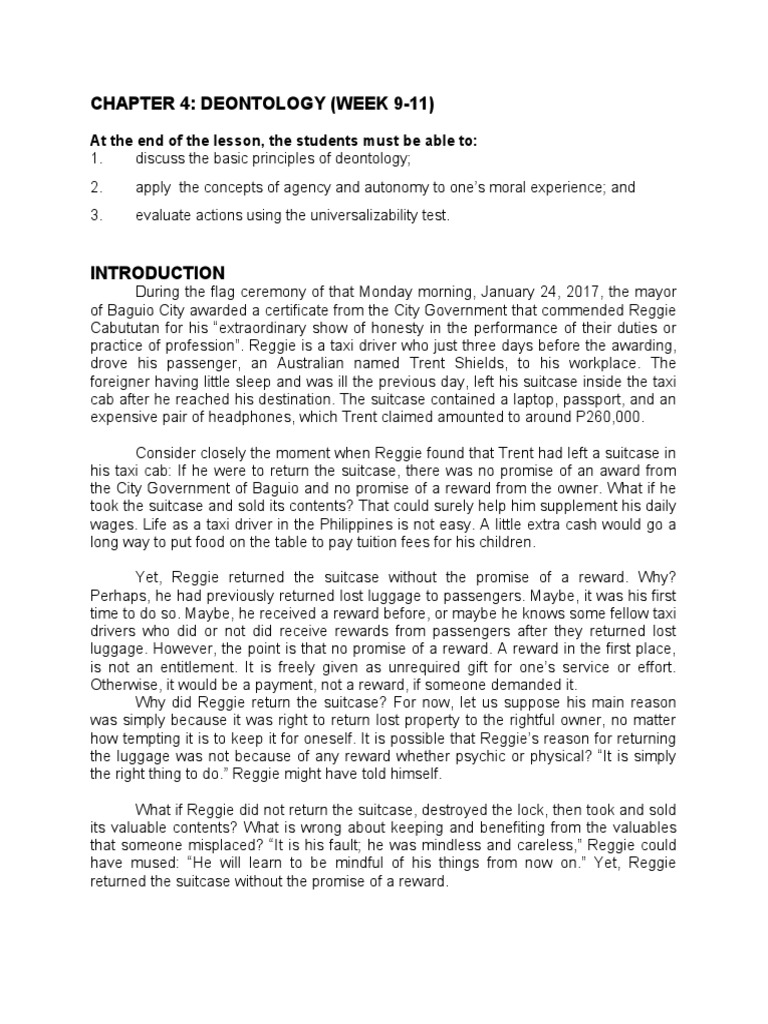 Chapter 4 Module | PDF | Reason | Immanuel Kant