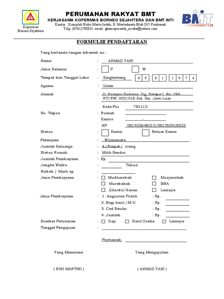 Formulir Perumahan | PDF