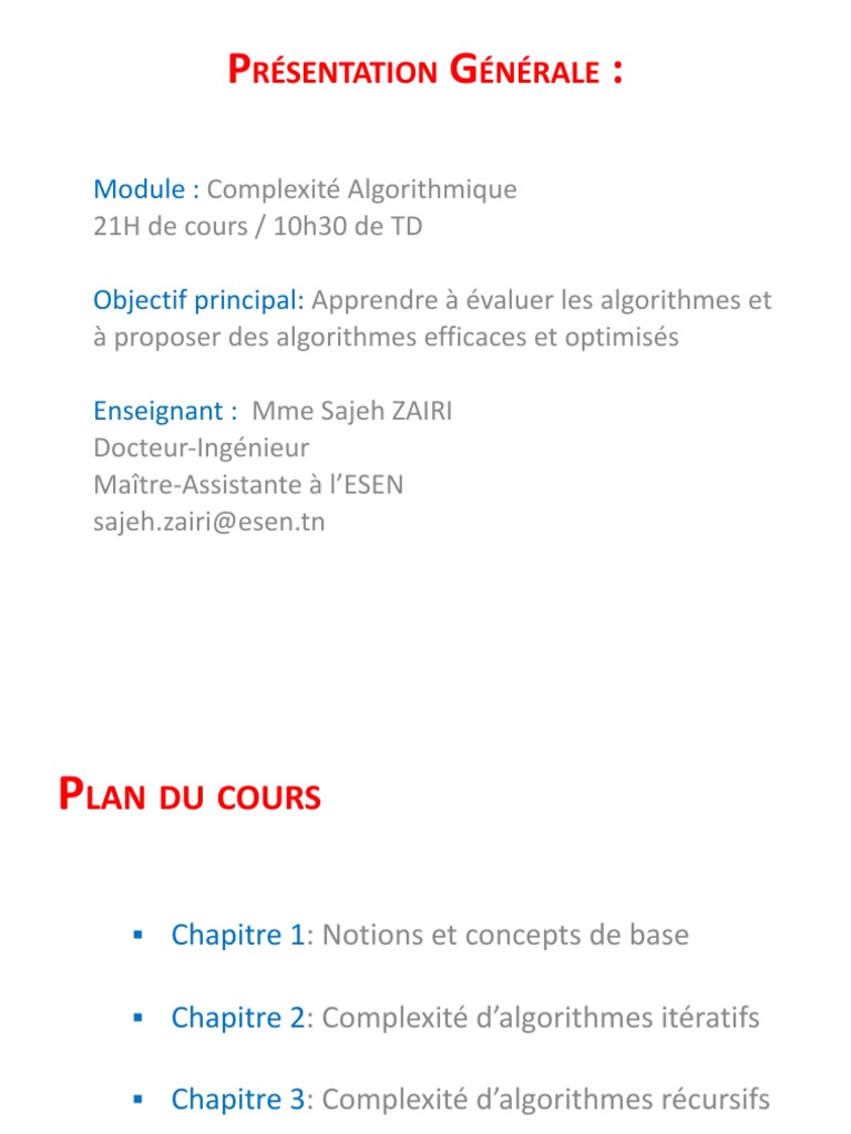 Optimisation des Algorithmes | PDF | Théorie de la complexité ...