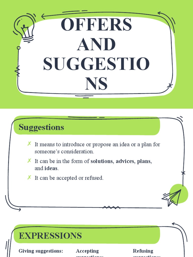 Offer and Suggestions | PDF | Lifestyle