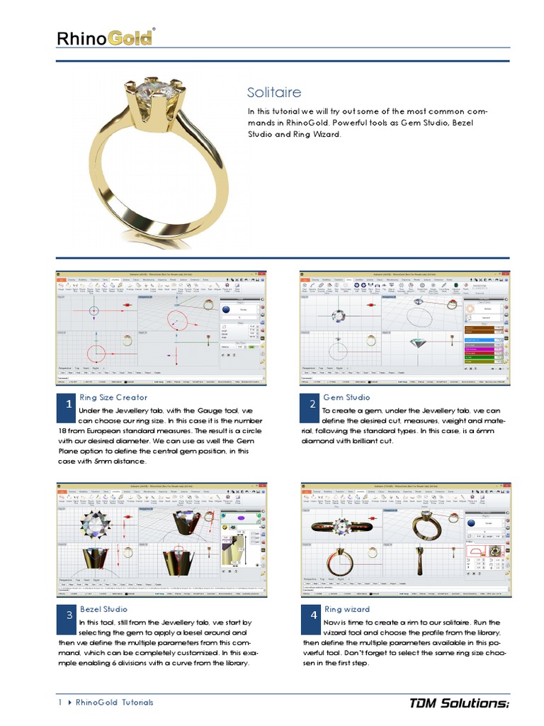 RhinoGold 4.0 - Level 1 - Tutorial 001 - Solitaire Ring | PDF