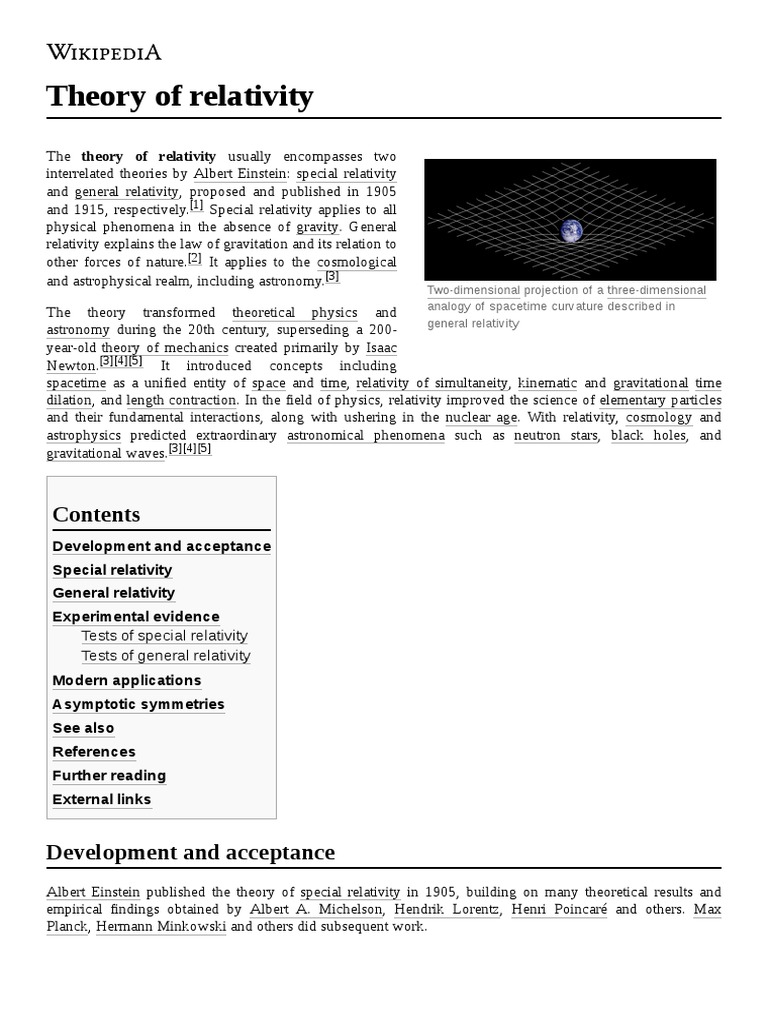 Theory of Relativity | PDF | Theory Of Relativity | General Relativity