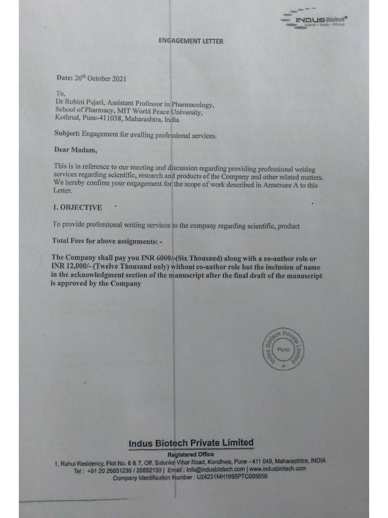 Duly Signed Engagement Letter | PDF