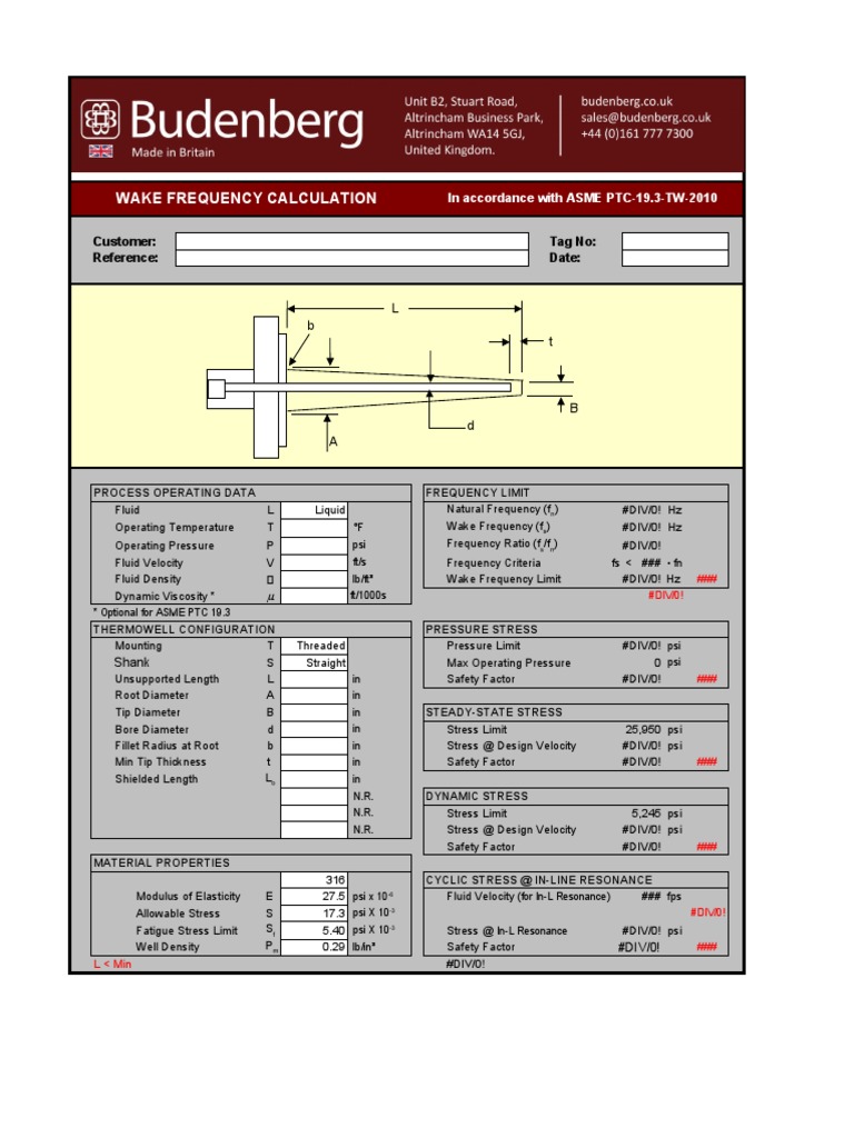 Wake Frequency Calculation: Customer: Tag No: Reference: Date | PDF ...