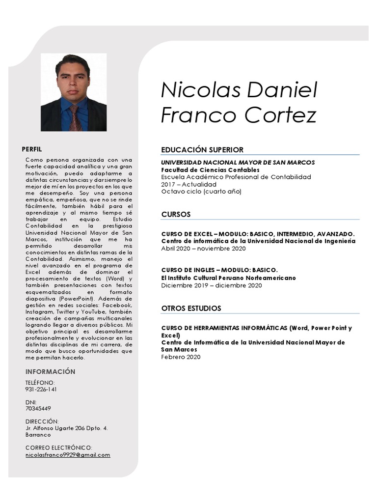 CV de Nicolas Daniel Franco Cortez | PDF